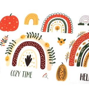 Fall Autumn Rainbow Seasonal Theme Decals Waterproof Sheet Full Color ...