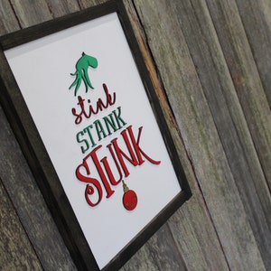 Stink Stank Stunk Sign Raised 3D Wood Mean One Christmas Décor ...