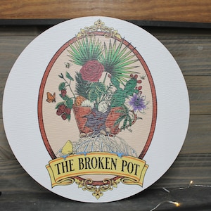 Personalized Waterproof Sign Colorful Broken Pot Garden Textured Round ...