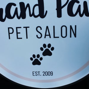 Custom Outdoor Pet Salon Paws Round Led Light Blade Sign Wall or ...