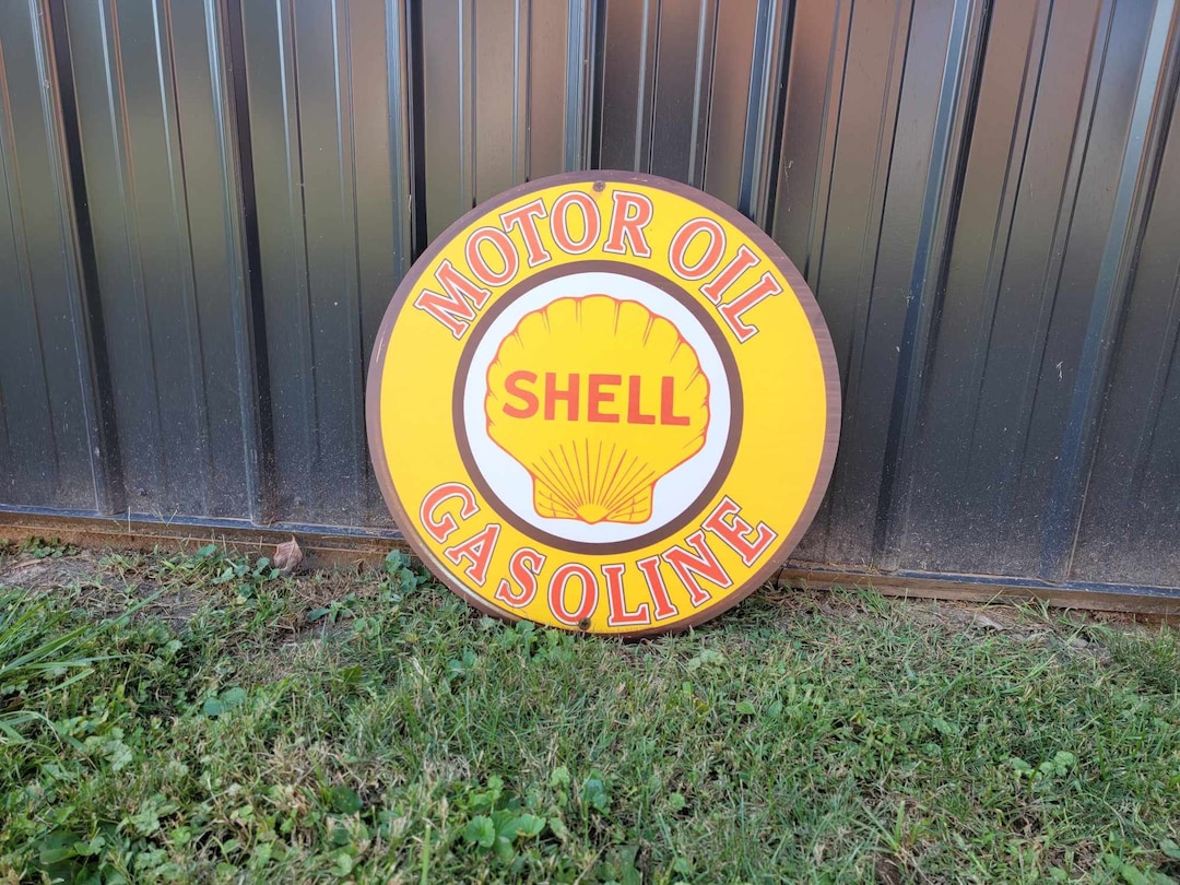 Shell Gas Station Sign: Reproduction Petroliana Garage Decor (24 Inch ...