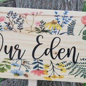 Our Eden Garden Floral Sign Mothers Gift Wife Gift Gardener Flowers ...