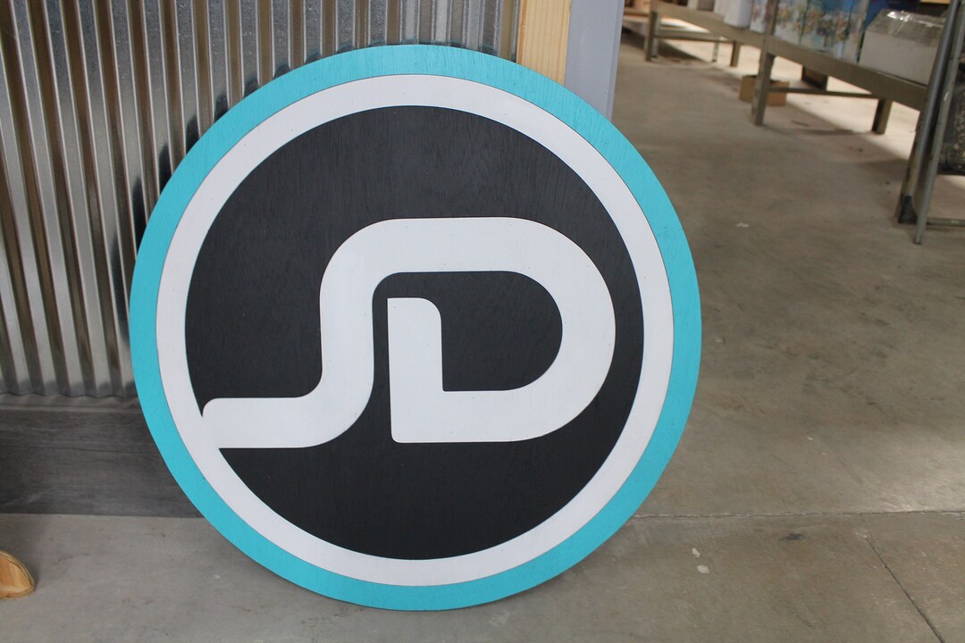 Personalized Business Sign Black Blue Custom Sign Round Business ...