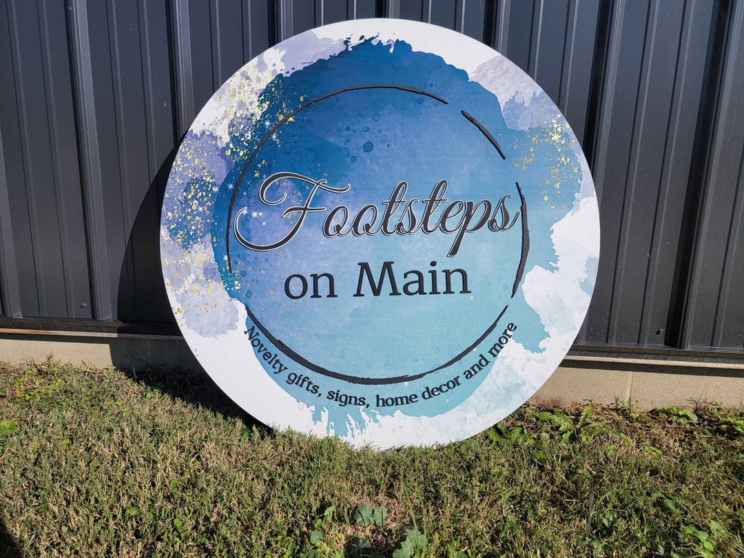 Watercolor Printed and 3D Consignment Custom Sign Round Business ...