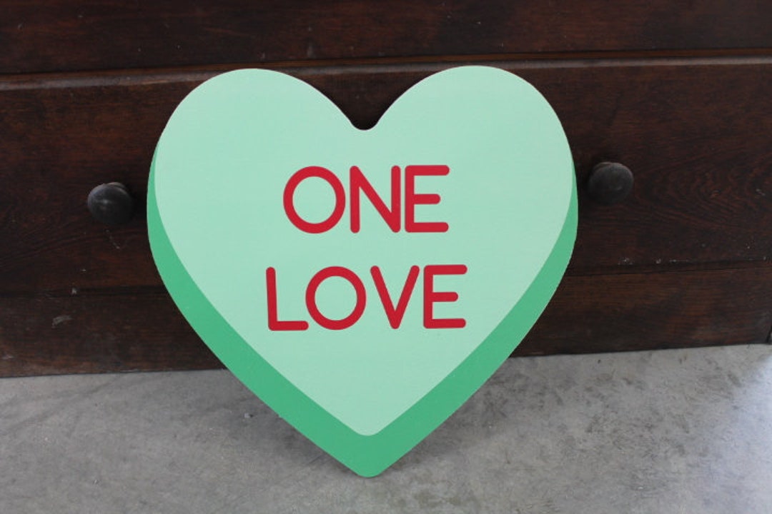 One Love Green Candy Conversation Heart Cutout Valentines Day Gift ...