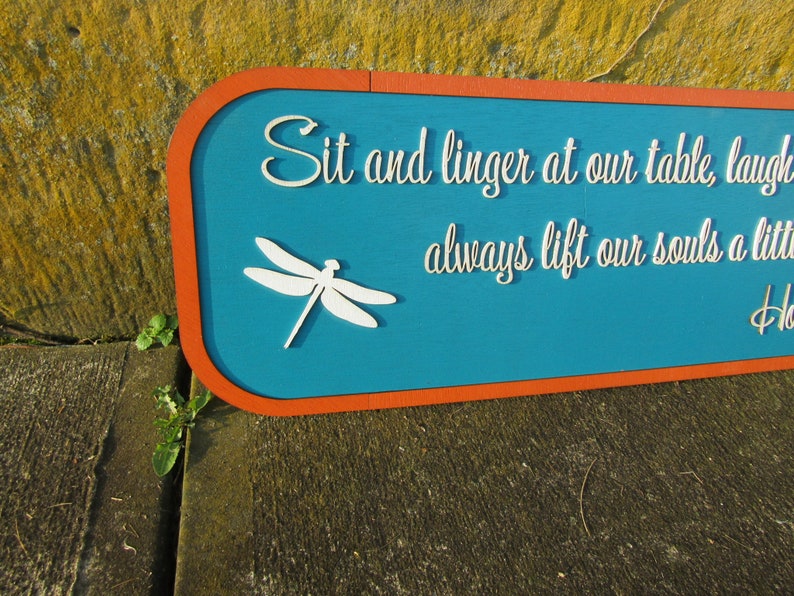 House of Dragonfly Custom Welcome Cute Saying Come Sit at Our - Etsy