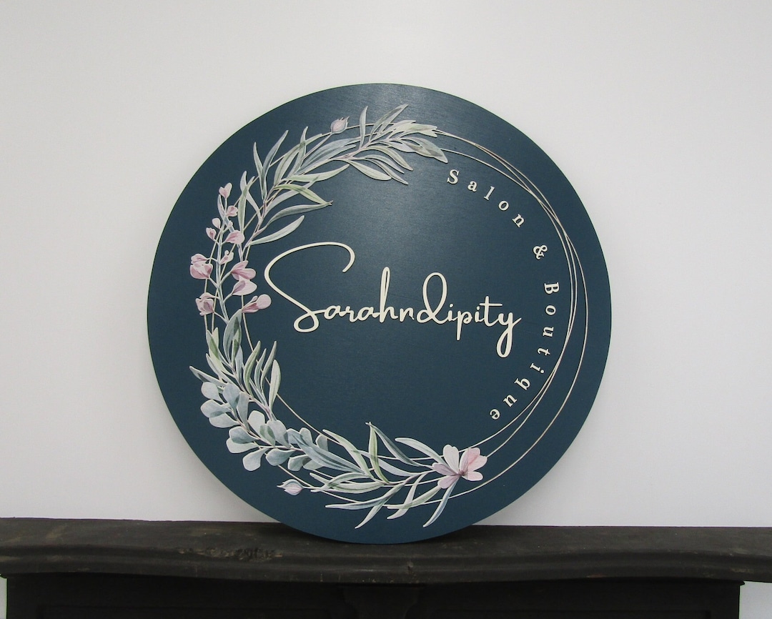 Custom Sign Round Business Commerical Signage Salon Boutique Made to ...