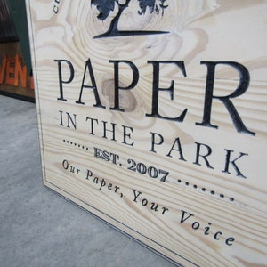Custom Wood Business Sign: Engraved Logo, Color Filled, Handmade Pine ...