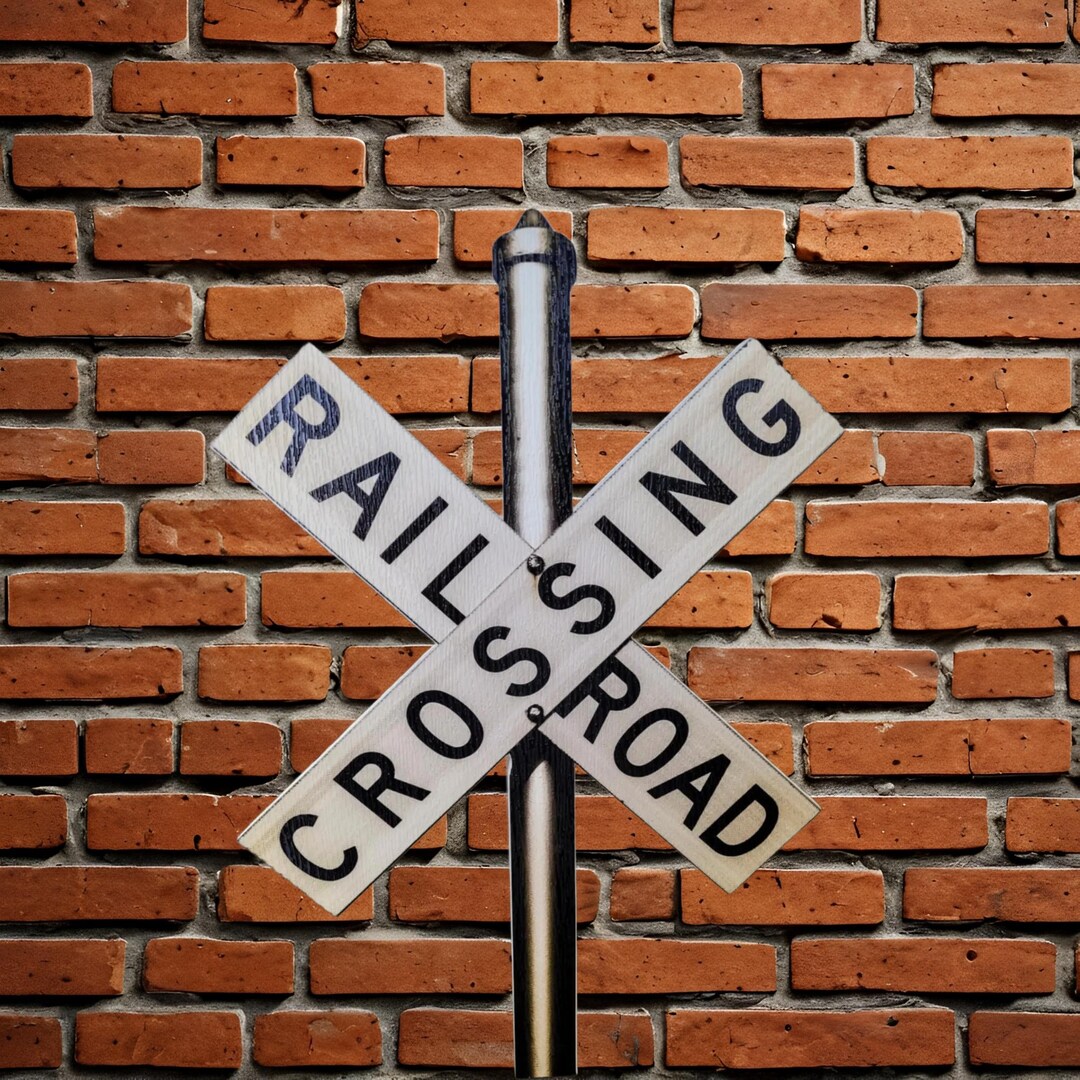 Railroad Crossing Sign – Vintage PVC Wall Decor for Train Lovers ...