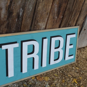 Tribe Wood Sign Minimalist Wall Art Extra Large 3D Raised Text ...