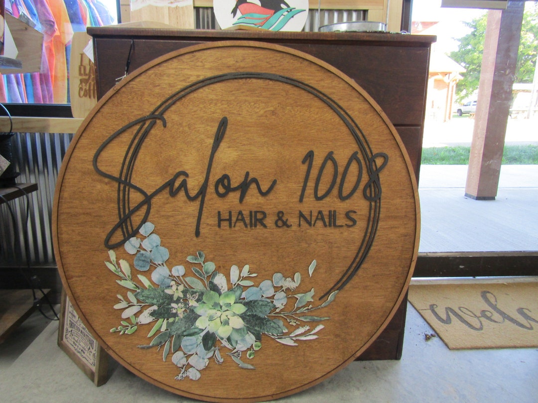 Custom Wooden Sign Salon Commerical Signage Entrance Sign Your Logo ...