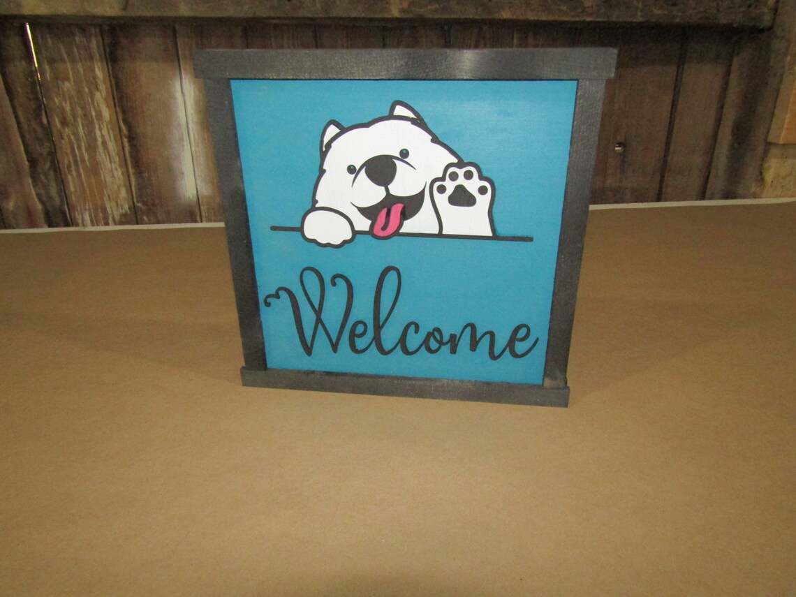 American Eskimo Welcome Sign Samoyed Dog Raised 3D Wood Black - Etsy