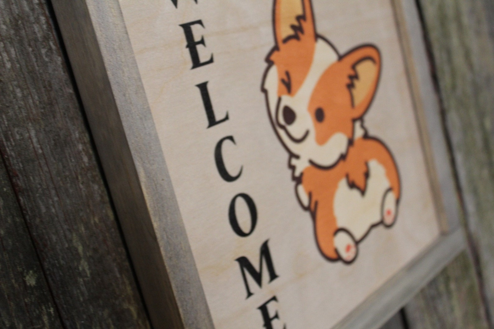 Framed Corgi Welcome Wood Sign Fluffy Butt Winking Dog Welsh - Etsy