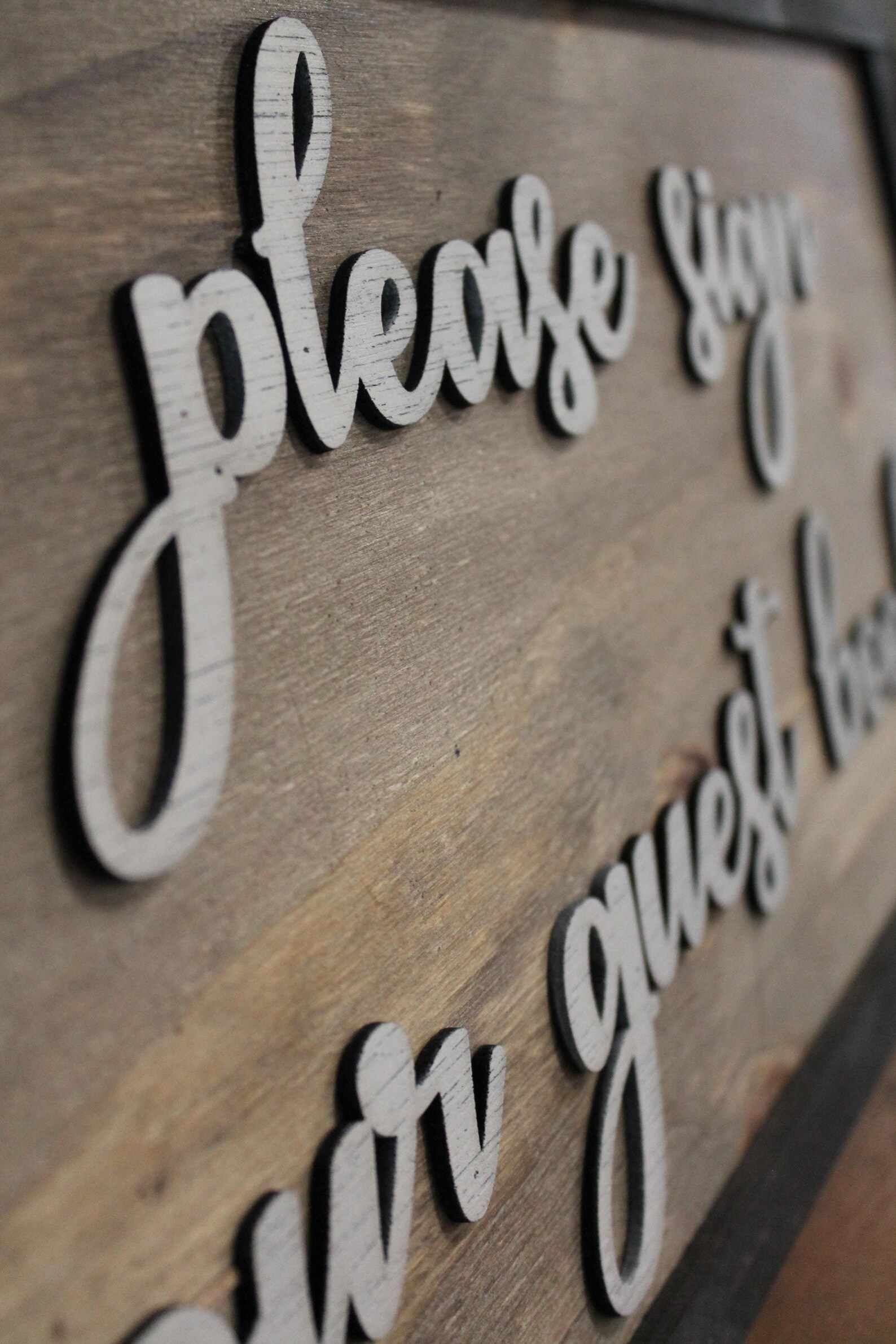Please Sign Our Guest Book Sign – Large Raised Text Wood Framed Sign ...