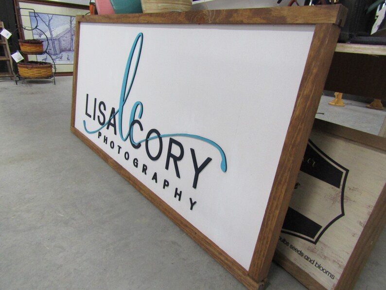 Custom Wooden Sign Initials Cursive Name Photography Studio - Etsy