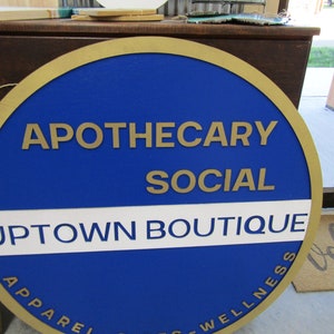 Custom Sign Round Business Uptown Boutique Social Commerical Signage ...
