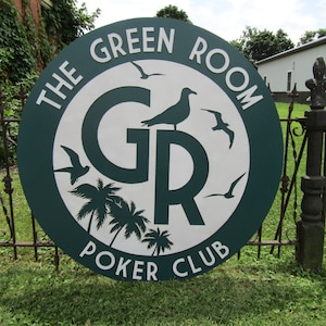Custom Wooden Sign Poker Card Game Palms Green Personalized Logo Raised ...