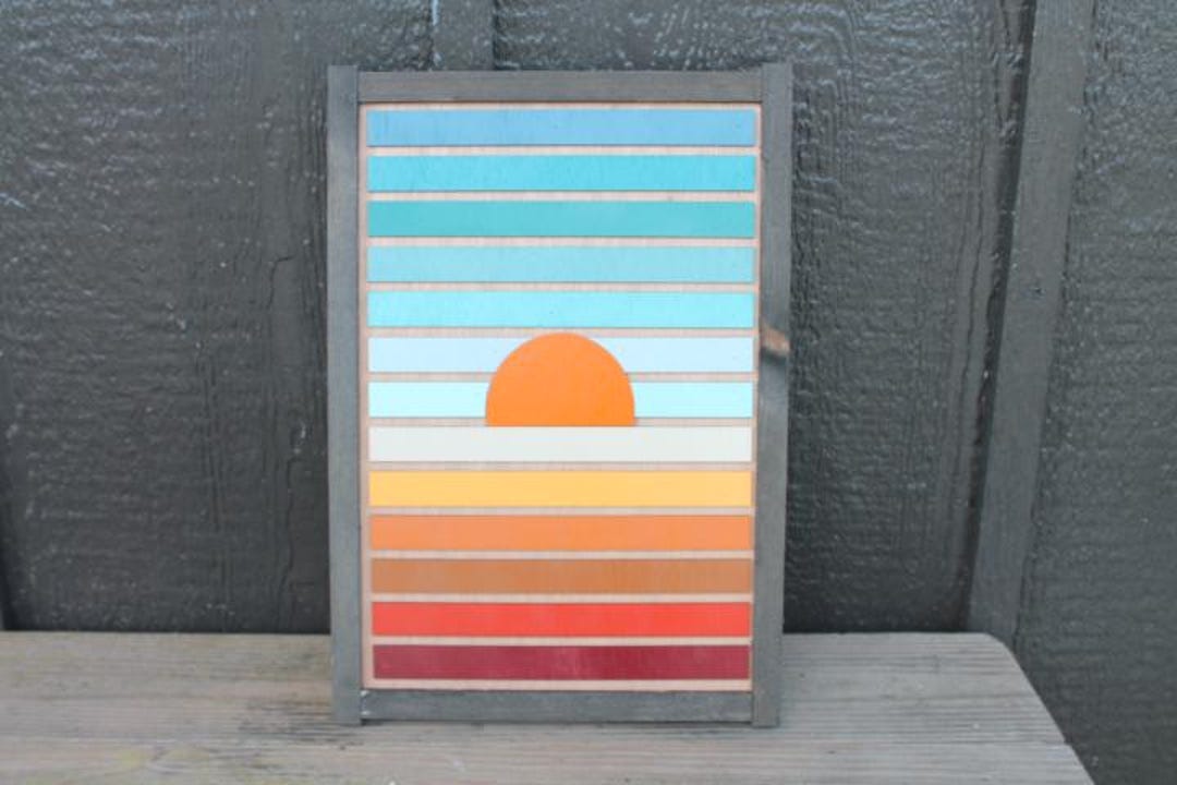 Sunset Handmade Sign Layered Sign 3D Framed Wooden Beach Decor Beachy ...