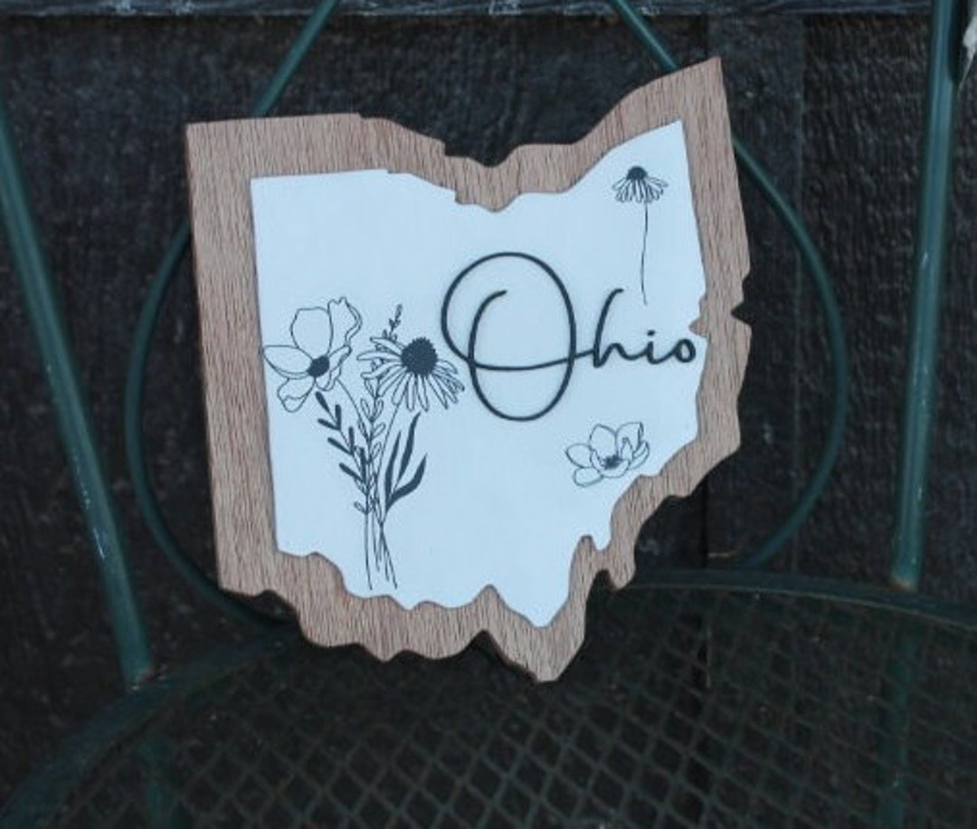 Ohio Floral Wild Flower Wall Decor Handmade State Cutout Minimalist ...