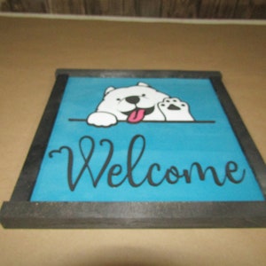 American Eskimo Welcome Sign Samoyed Dog Raised 3D Wood Black Décor ...