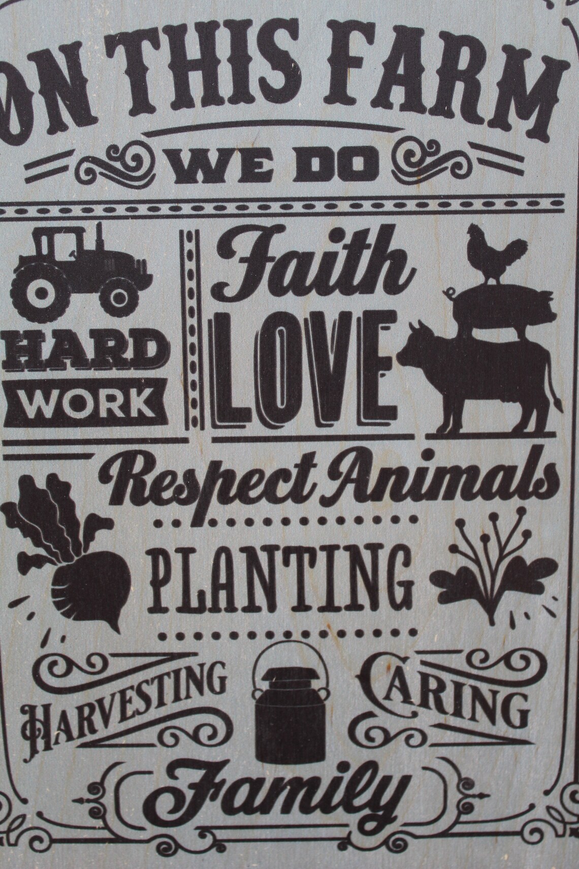 Farm Life Wood Sign On The Farm Love Work Tractor Faith Family | Etsy