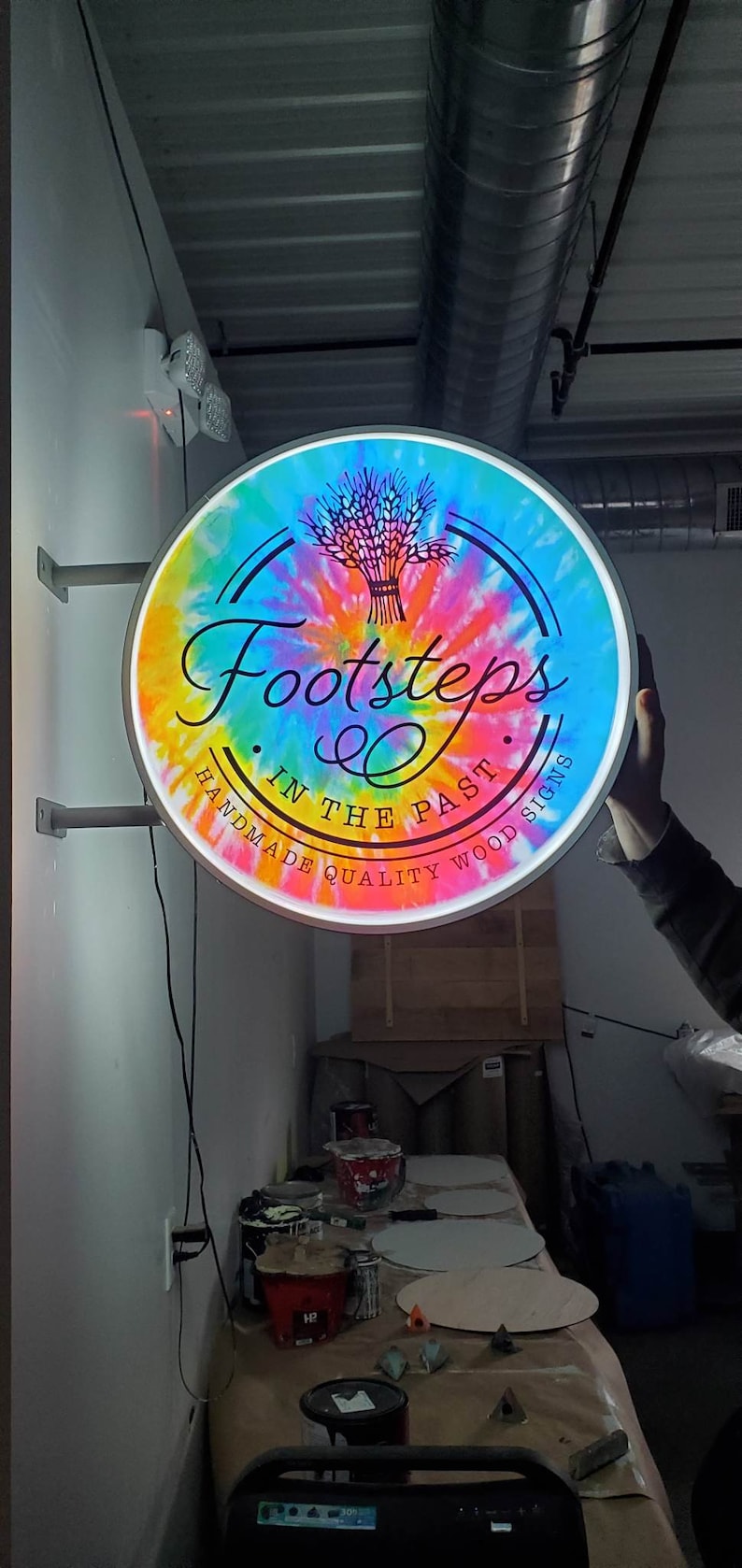 Custom LED Round Blade Sign: Lighted Store Front Display - Etsy