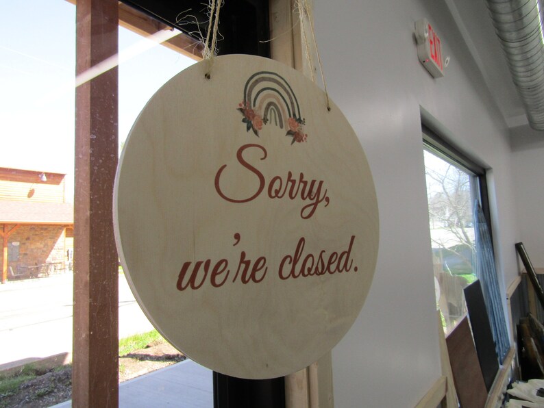 Small Business Sign Open Closed Double Sided Round Hanging - Etsy