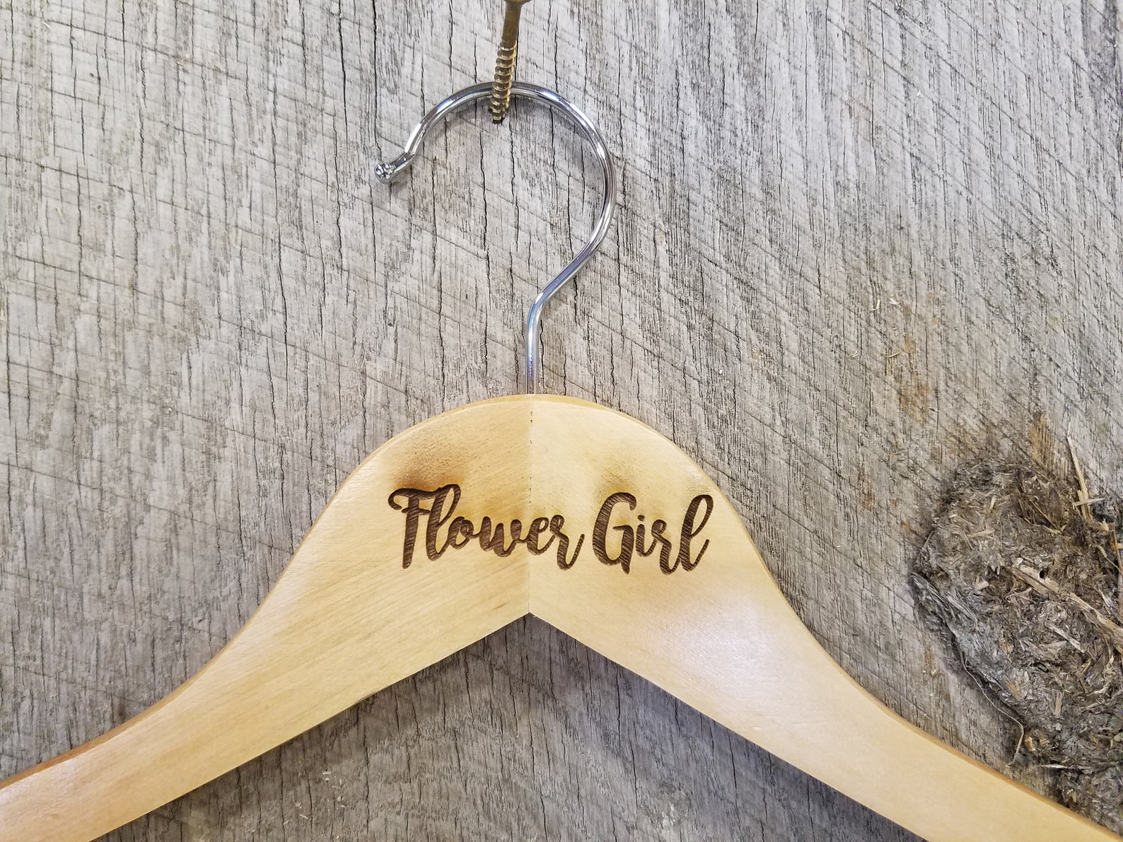 Flower Girl Dress Clothes Hanger Bridal Party Engraved Hard Wood Coat ...
