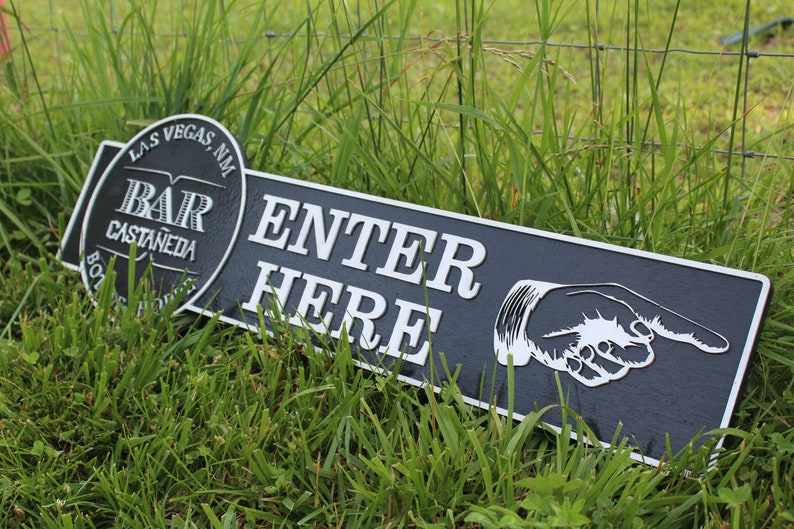 Custom Signage Logo Vintage Bar Sign Bottle Shop Enter Here - Etsy