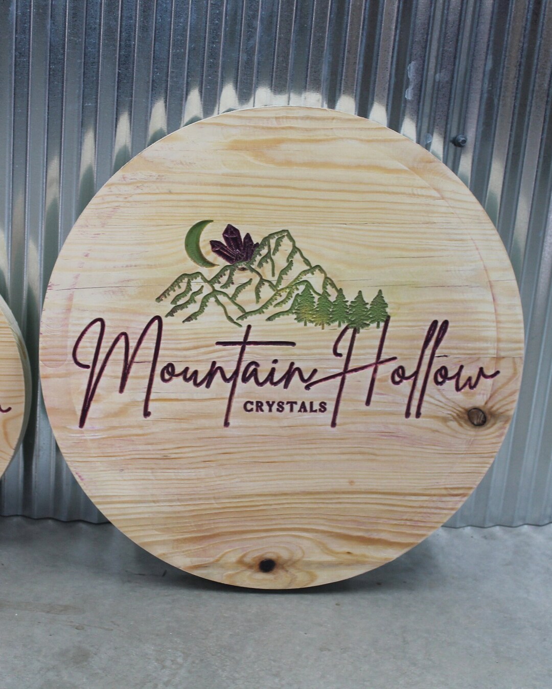 Custom Routed Engraved Color Filled Crystal Earthy Healing Mountain ...