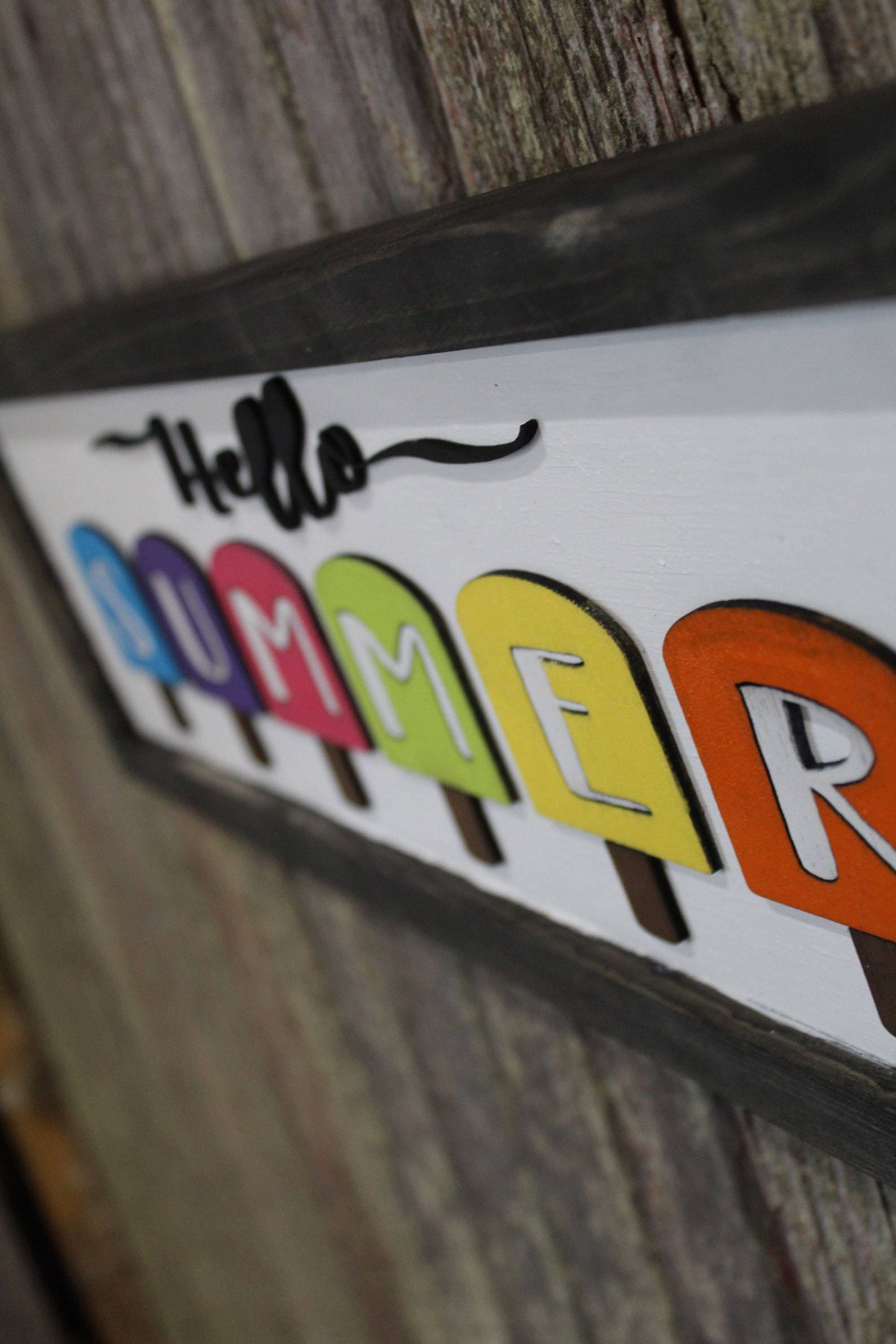 Hello Summer Wood Sign 3D Raised Text Image Bright Popsicles - Etsy