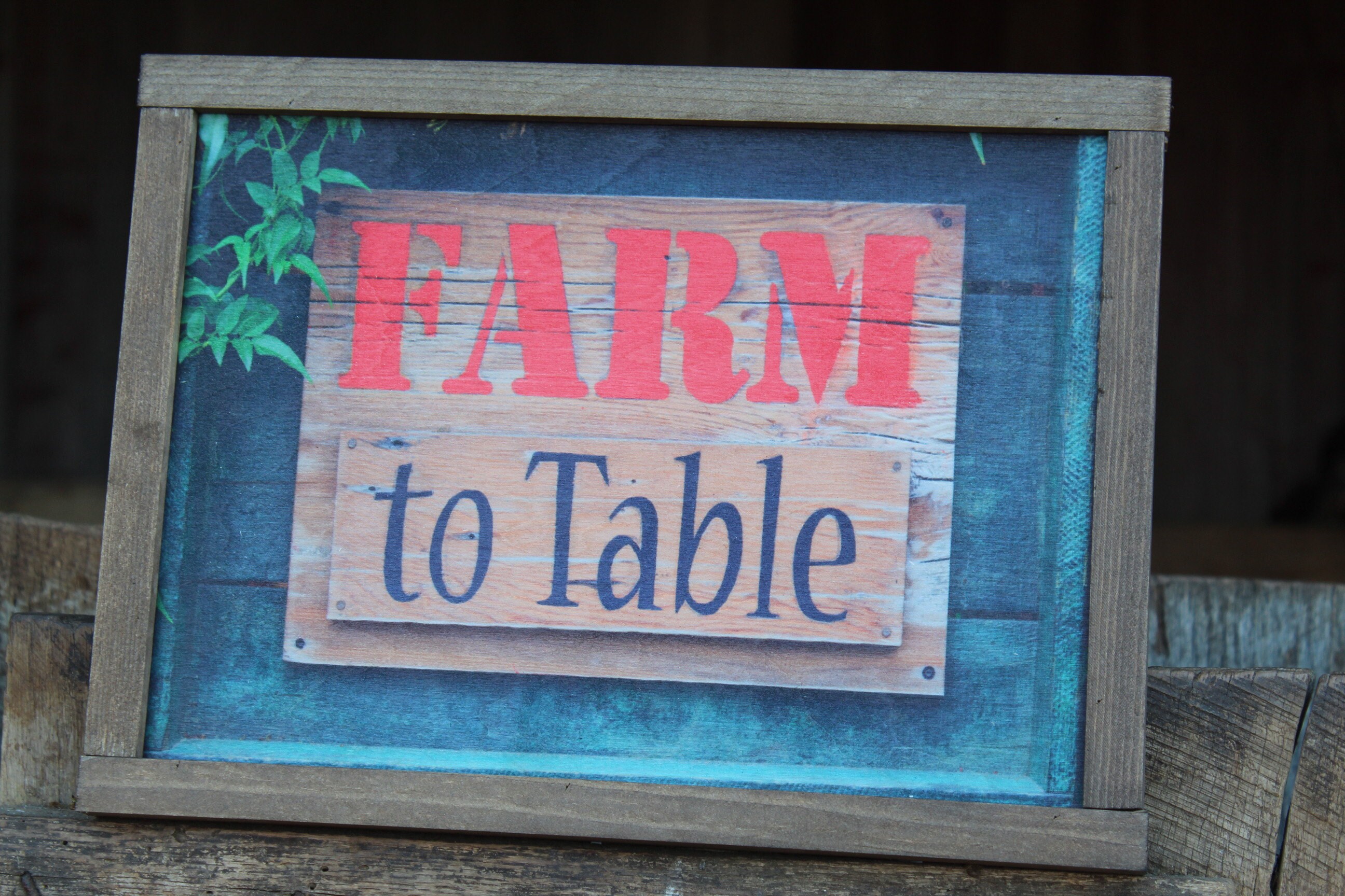 Farm to Table Wood Sign Kitchen Art Farm Market Organic Color | Etsy