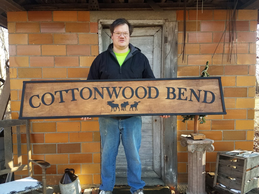 Handmade Wood Long Sign , Moose, Over-sized Rustic Business Logo, Wood ...