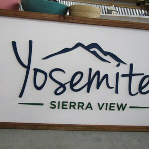 Large Custom Wood Business Sign Mountain Range Yosemite Country Club ...