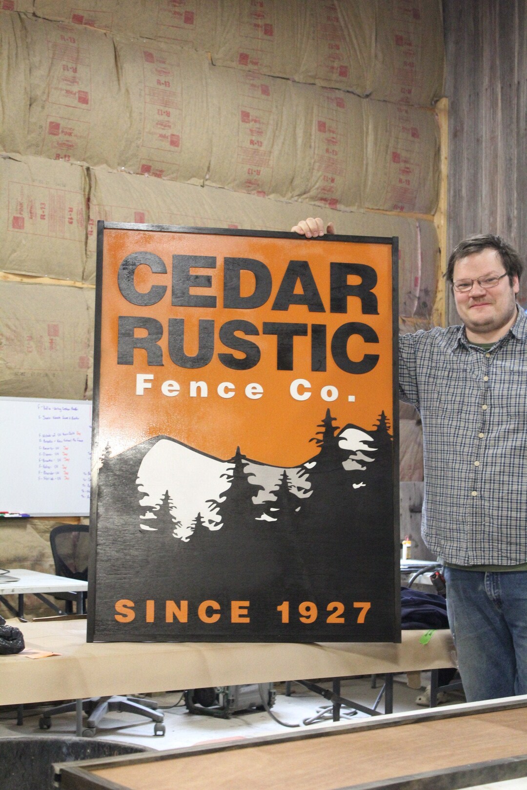 Raised Text Business Sign 3D Fence Company Large Custom Sign Black ...