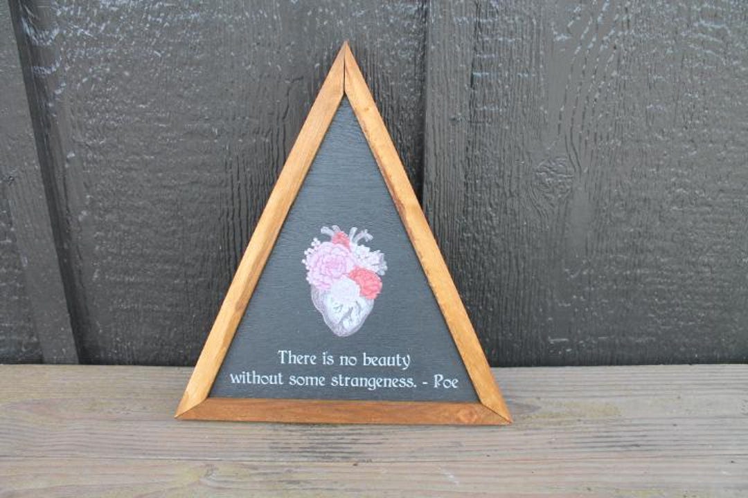 Beauty Strangeness Poe Heart Flowers Decor Triangle Quote Framed Home ...