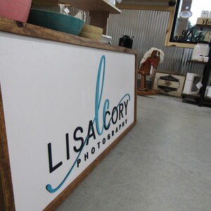 Custom Wooden Sign Initials Cursive Name Photography Studio ...