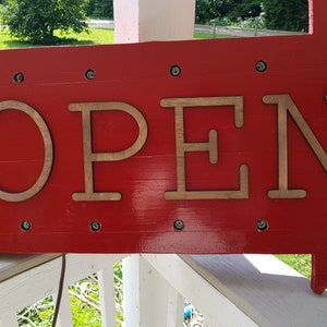 Retro Arrow Open Sign: 3D Wood Lighted Business Sign - Etsy