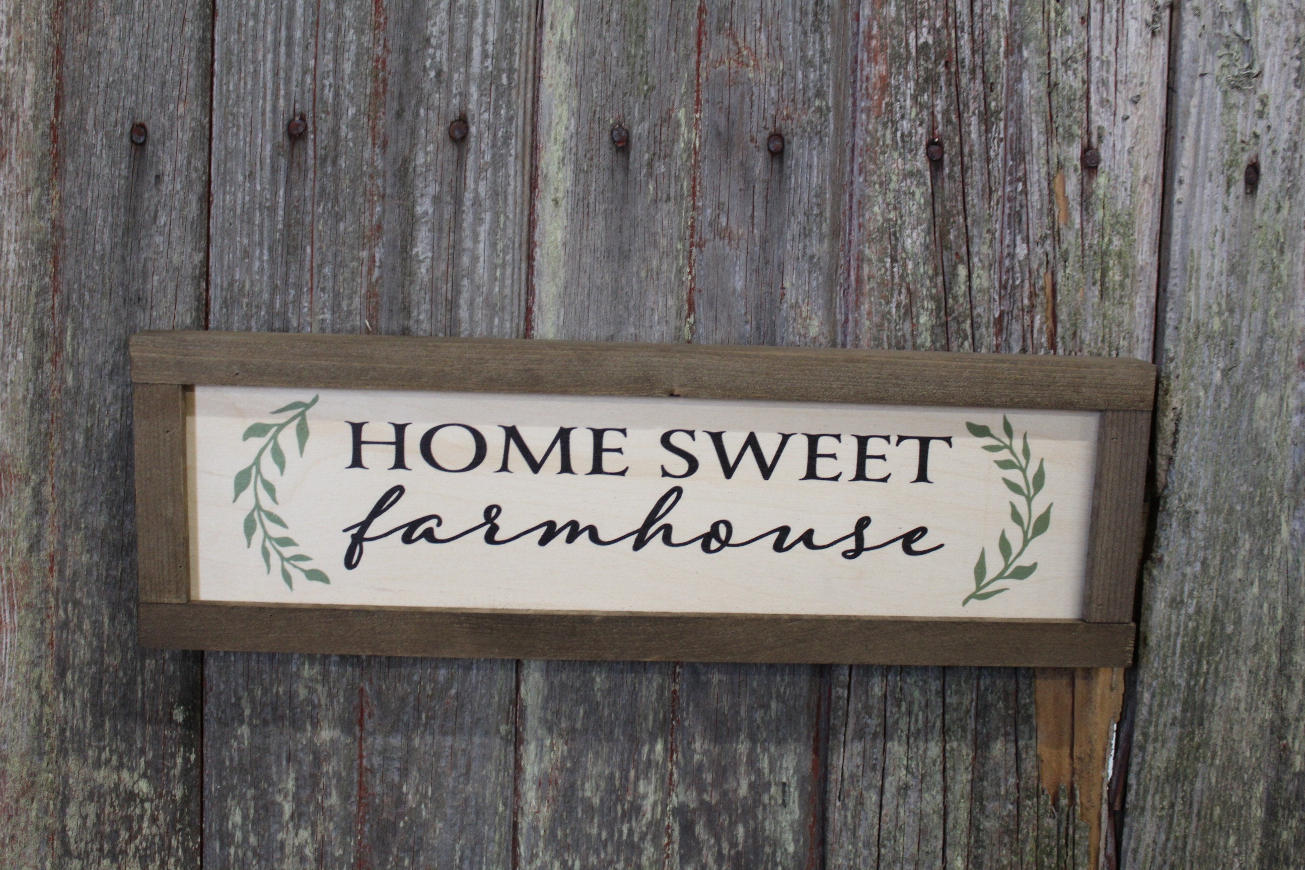 Home Sweet Farmhouse Sign Wood Printed Country Rustic | Etsy