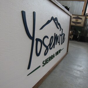 Large Custom Wood Business Sign Mountain Range Yosemite Country Club ...