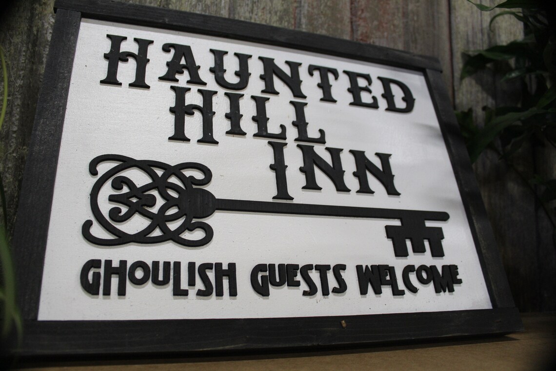 Haunted Hill Inn Sign Ghoul Ghosts Key Black White Guest - Etsy