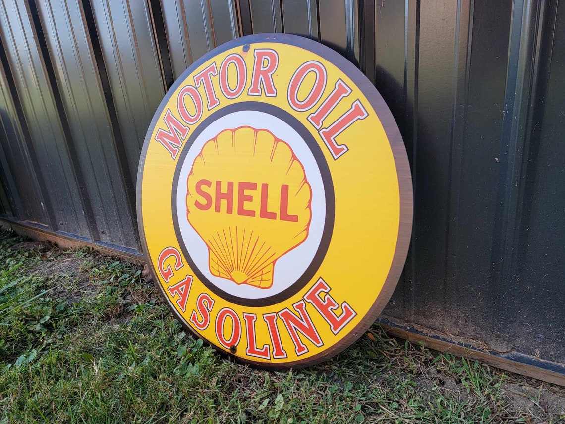 Shell Gas Station Sign: Reproduction Petroliana Garage Decor - Etsy