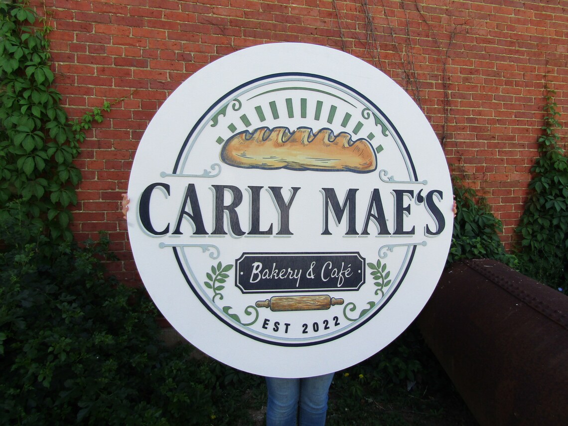 Custom Bakery & Cafe Sign Round Sign Your Logo 3D Cut Letters - Etsy