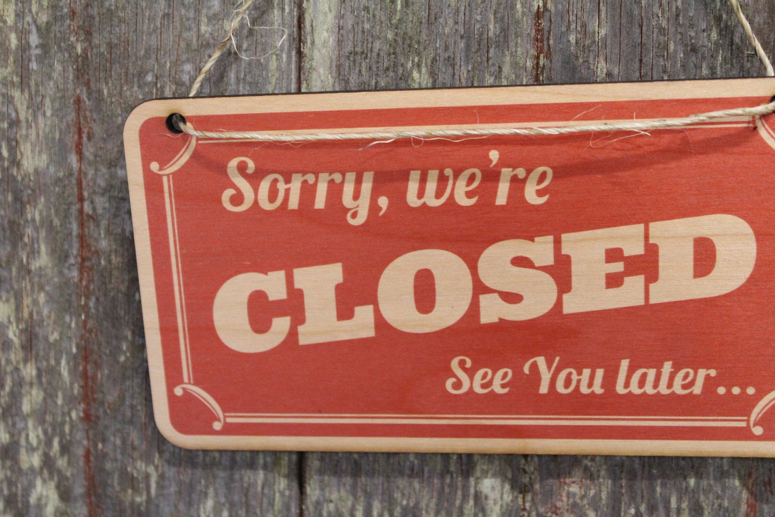 Double Sided Open Closed Sign: Red Wooden Business Decor - Etsy
