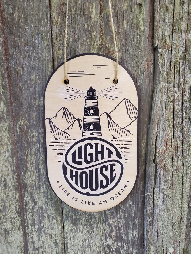 Light House Door Sign Lighthouse Wood Beach Sea Hanger Front - Etsy
