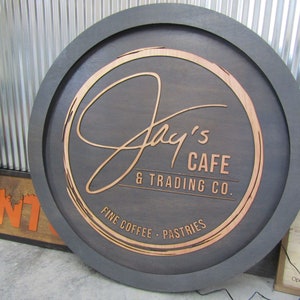 Custom Wooden Cafe Sign Your Logo Commerical Signage Business Store ...