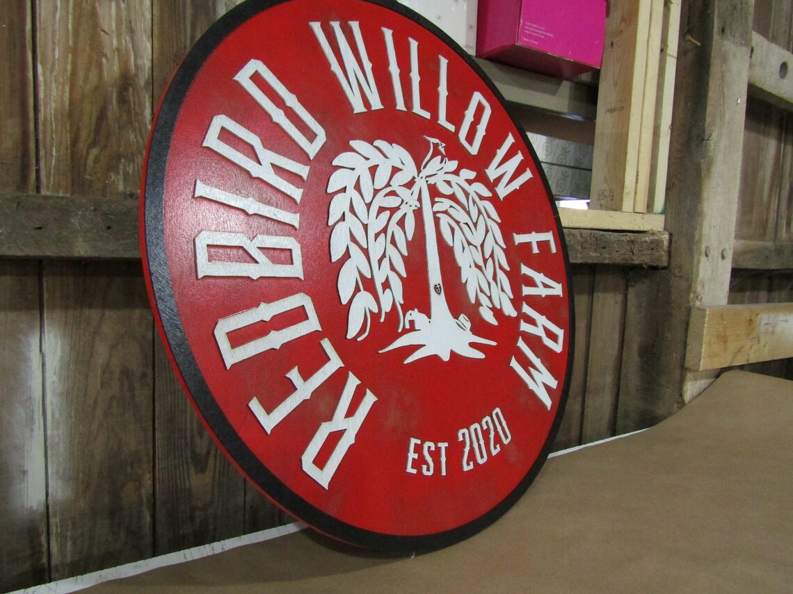 Large Round Custom Sign Commerical Signage Tree Farm Willow Tree ...