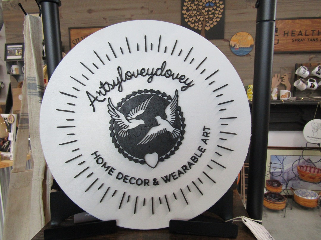Custom Wood Sign Doves Wearable Art Home Decor Round Business ...