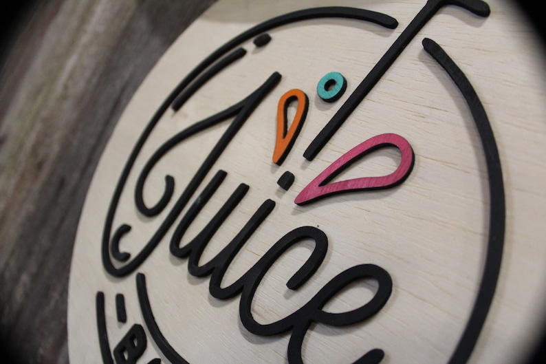 Round Juice Bar Sign Juice Stand 3D Text Large Contemporary - Etsy