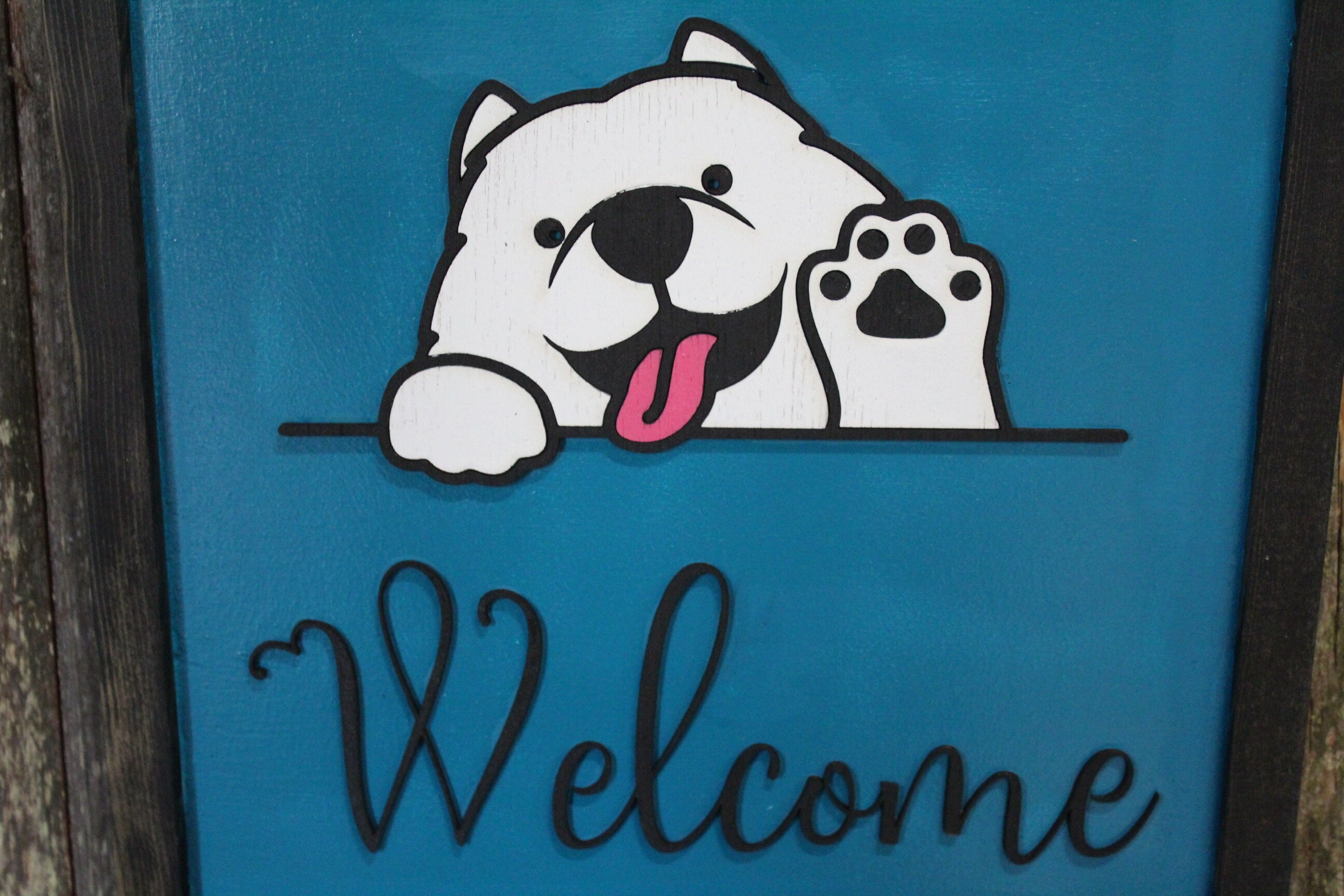 American Eskimo Welcome Sign Samoyed Dog Raised 3D Wood Black | Etsy